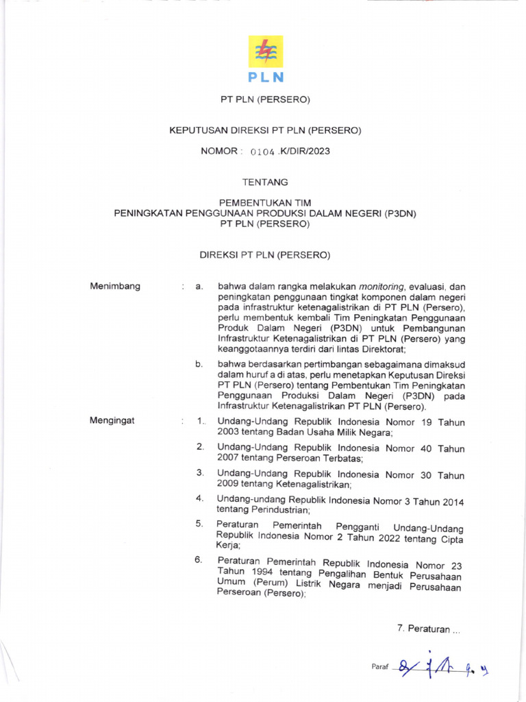 Kepdir Tim P3DN Pusat 2023 | PDF