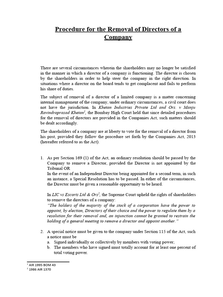 Guide to Removing Company Directors | PDF | Governance | Judiciaries
