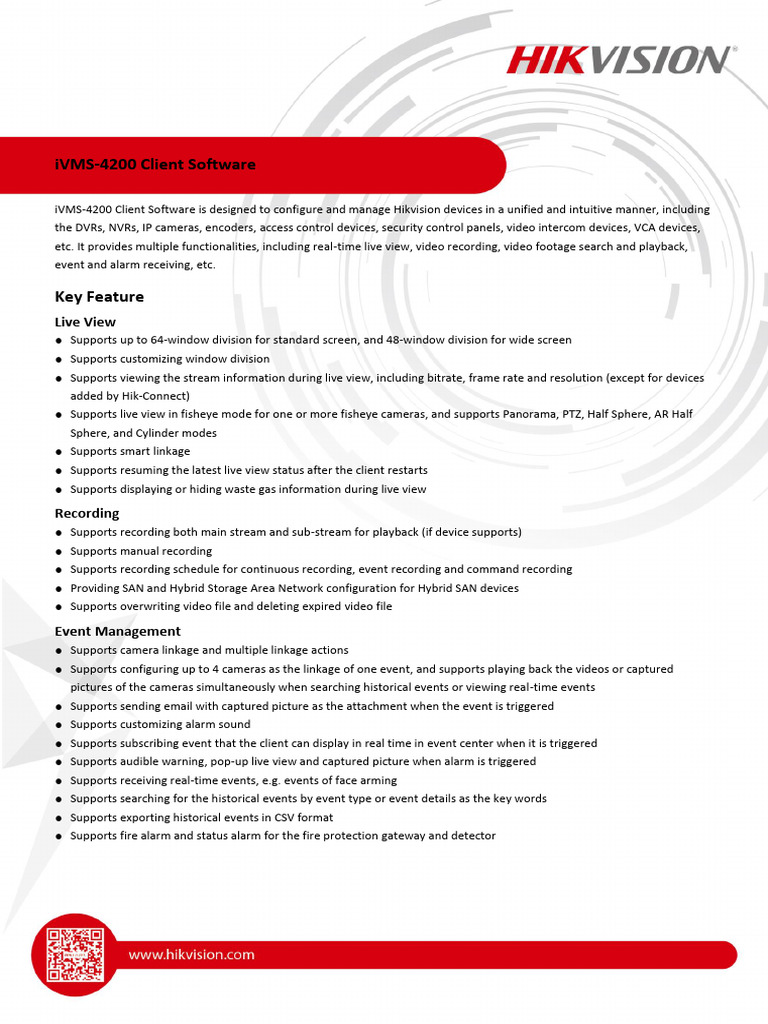 iVMS-4200-Client-Software_Datasheet_V3.9.1_20230403 | PDF | 64 Bit Computing | Computer Network