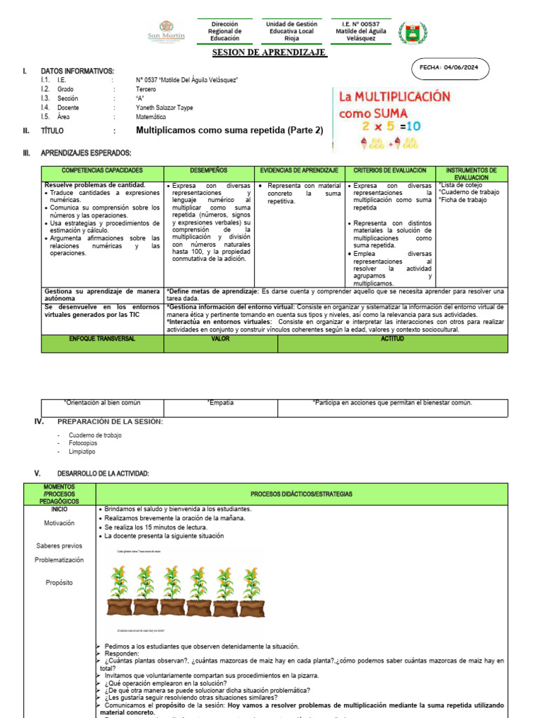 Multiplicamos Como Suma Repetida. Martes-04 | Descargar gratis PDF ...