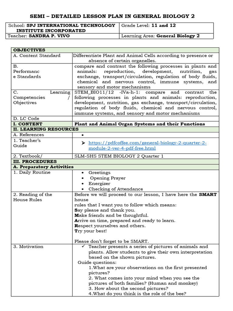 Plant and Animal Organ Systems and Their Functions | PDF | Reproduction ...
