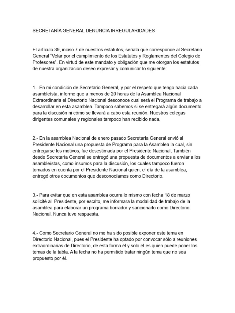 Denuncia Irregularidades | PDF