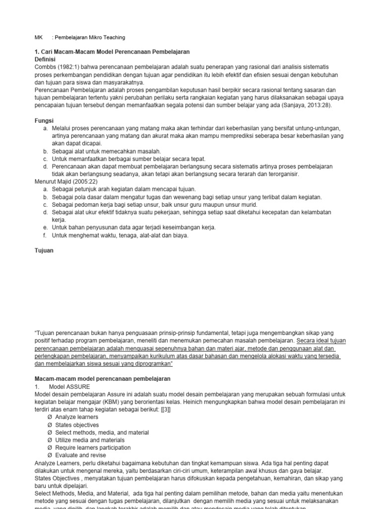 MIKRO 3 _ TEMA PERENCANAAN PEMBELAJARAN | PDF