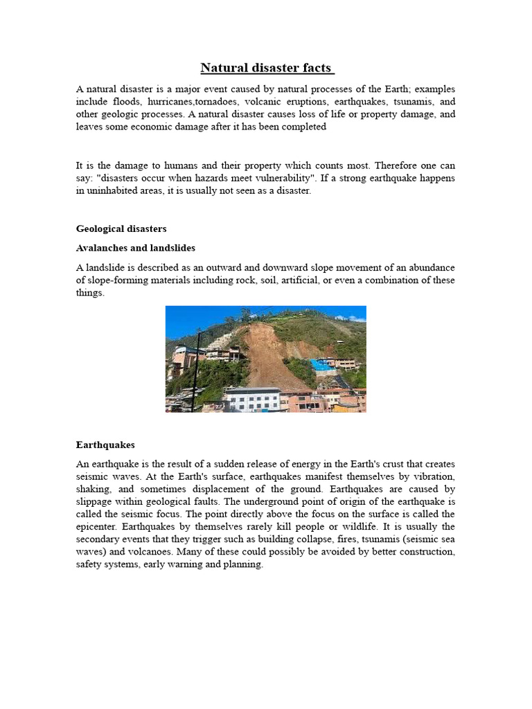 Natural disaster facts | PDF | Natural Disasters | Tsunami