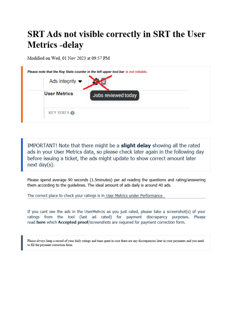 SRT Ads Not Visible Correctly in SRT The User Metrics | PDF | Business