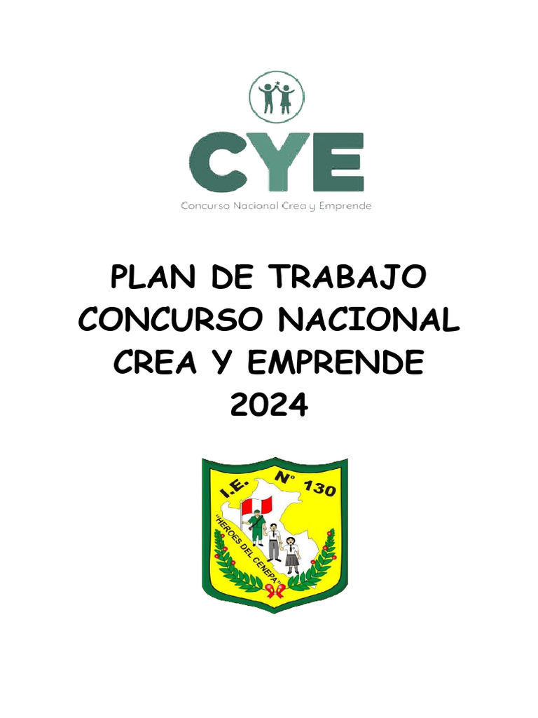 Plan de Trabajo Concurso Nacional Crea y Emprende 2024 | PDF | El ...