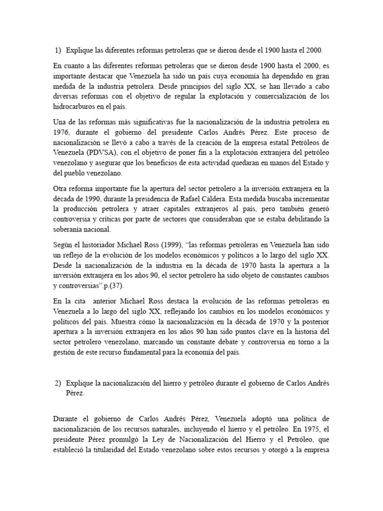 Informe de Historia | PDF | Petróleo | Hugo Chavez