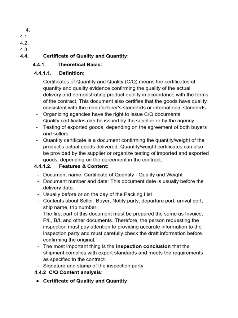 Certificate of Quality and Quantity - Hoàng. | PDF | Business