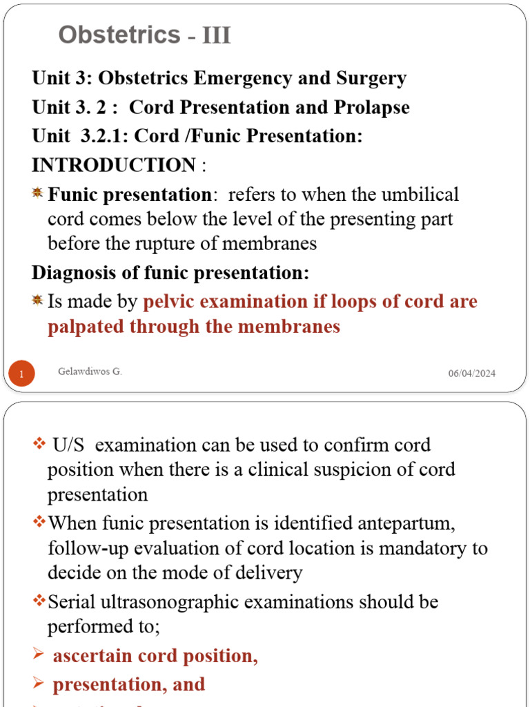 Obstetrics - III - Cord Presentation and Prolapse | PDF | Childbirth ...