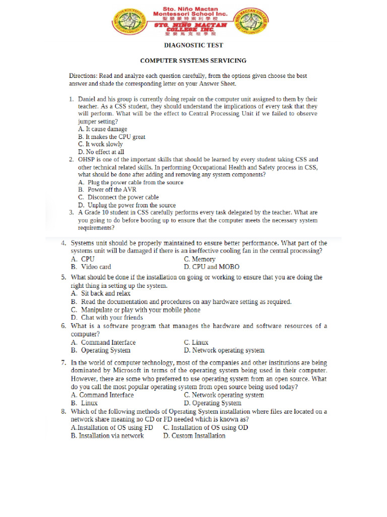 Diagnostic Test CSS | PDF
