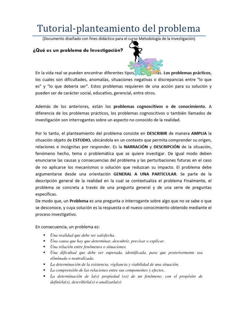 Tutorial-planteamiento Del Problema | Descargar gratis PDF | Teoría | Conocimiento