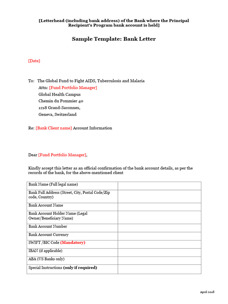 Bank Account Confirmation Letter Template | PDF | Finance & Money ...