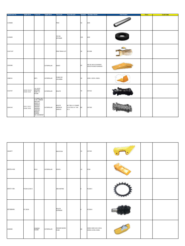 Heavy Equipment Spare Parts Catalog | PDF