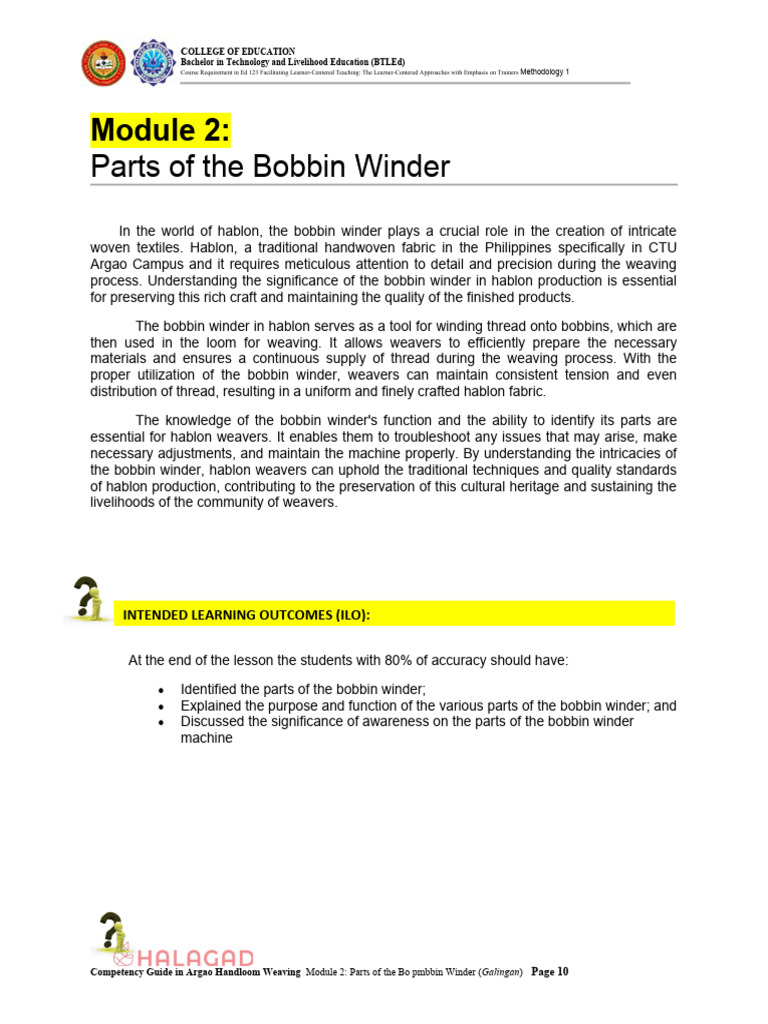 FINAL MODULE BOBBIN WINDER | PDF | Weaving | Yarn