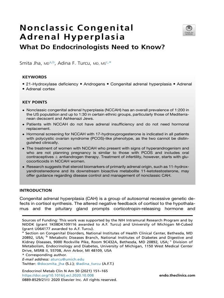 Nonclassic Congenital Adrenal Hyperplasia | PDF | Adrenal Gland ...