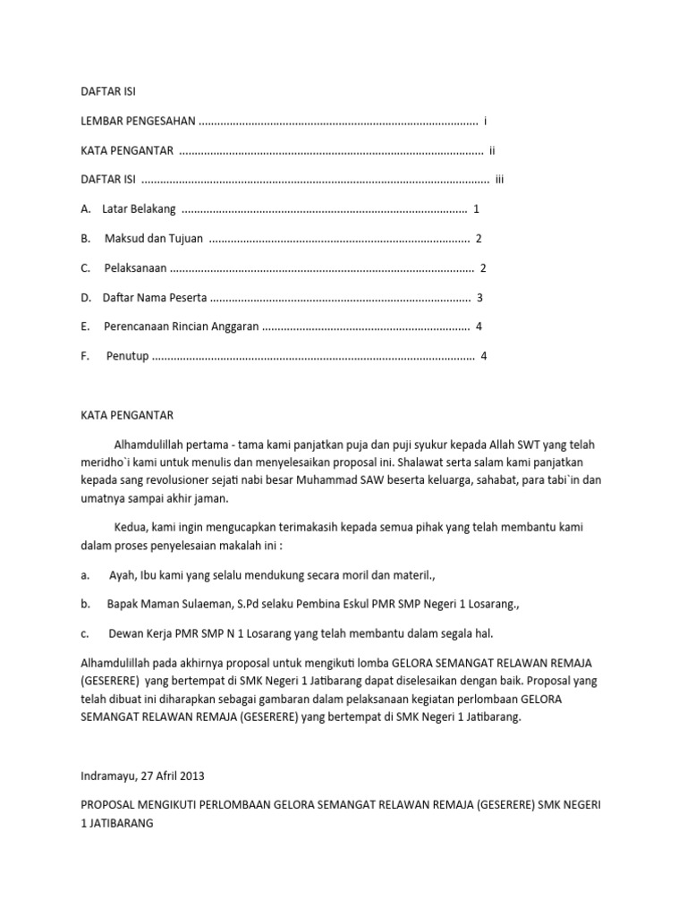 Proposal Lomba PMR GESERERE 2013 | PDF