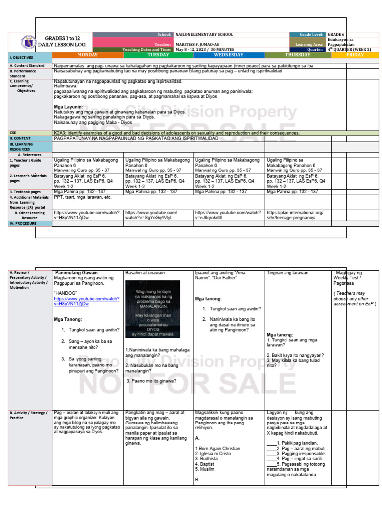 Week-2 Q4 - Esp6-Dll | PDF