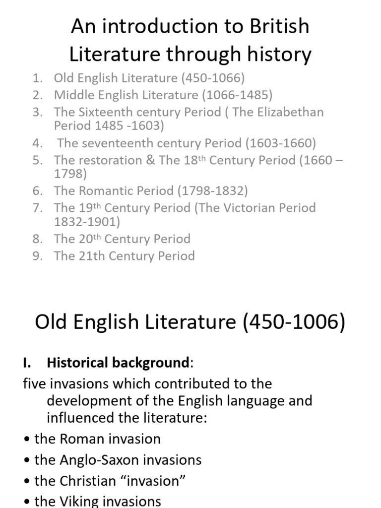 An Introduction To British Literature Through Its History | PDF ...