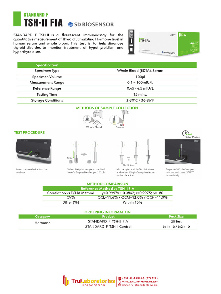 Standard F TSH-II FIA | PDF