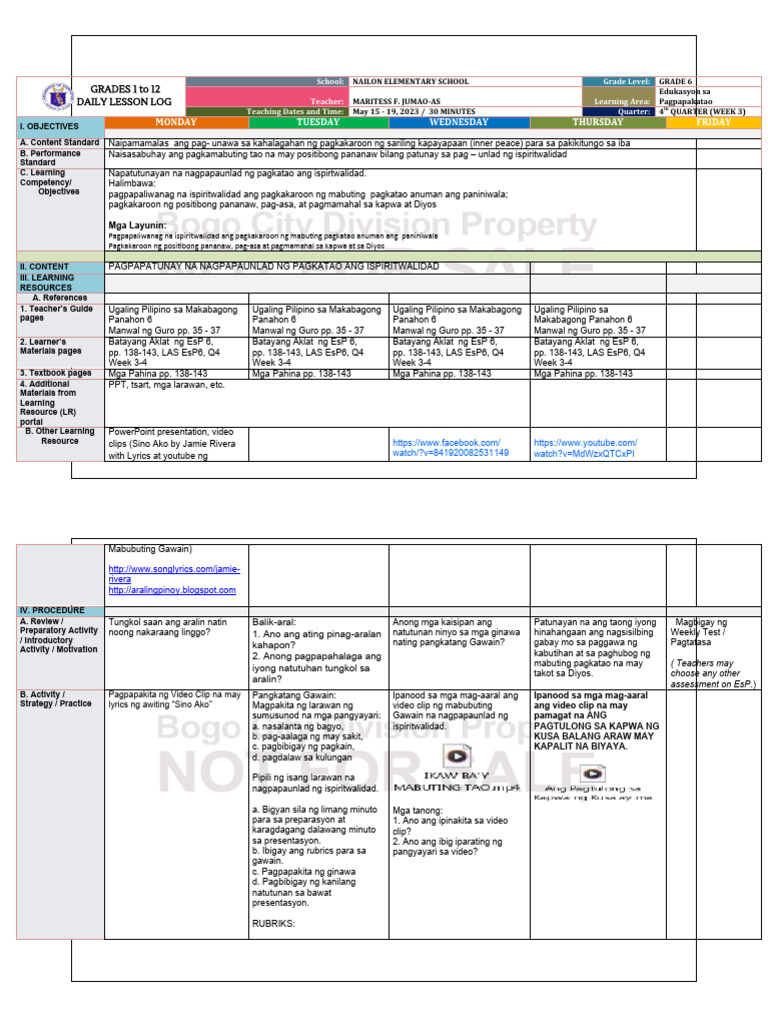 WK 3 Esp 6 DLL Q4 | PDF