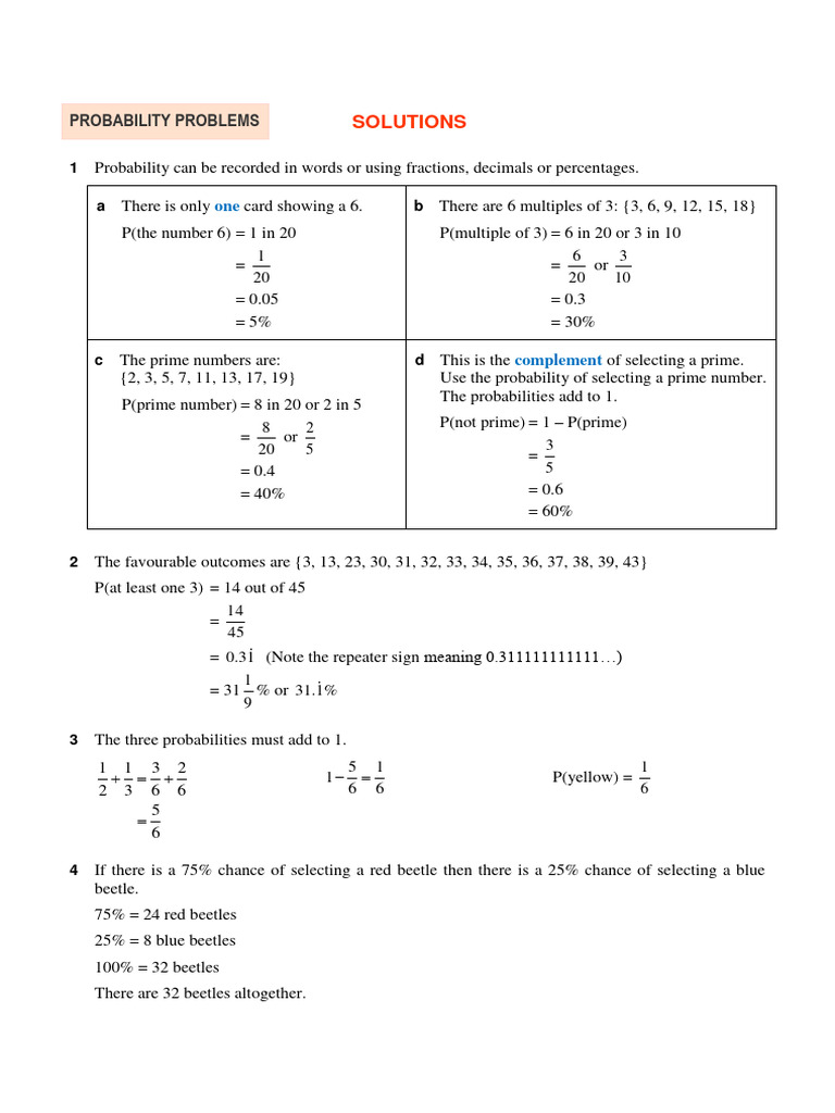 Probability Problems and Solutions | PDF | Mathematical Notation ...
