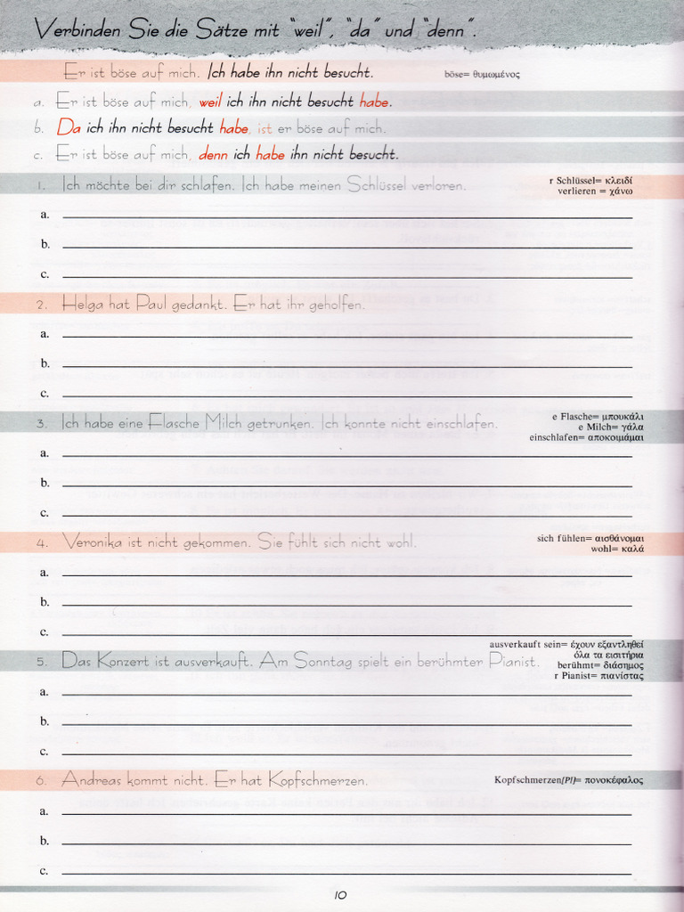 Übungen Weil-Da-Denn | PDF