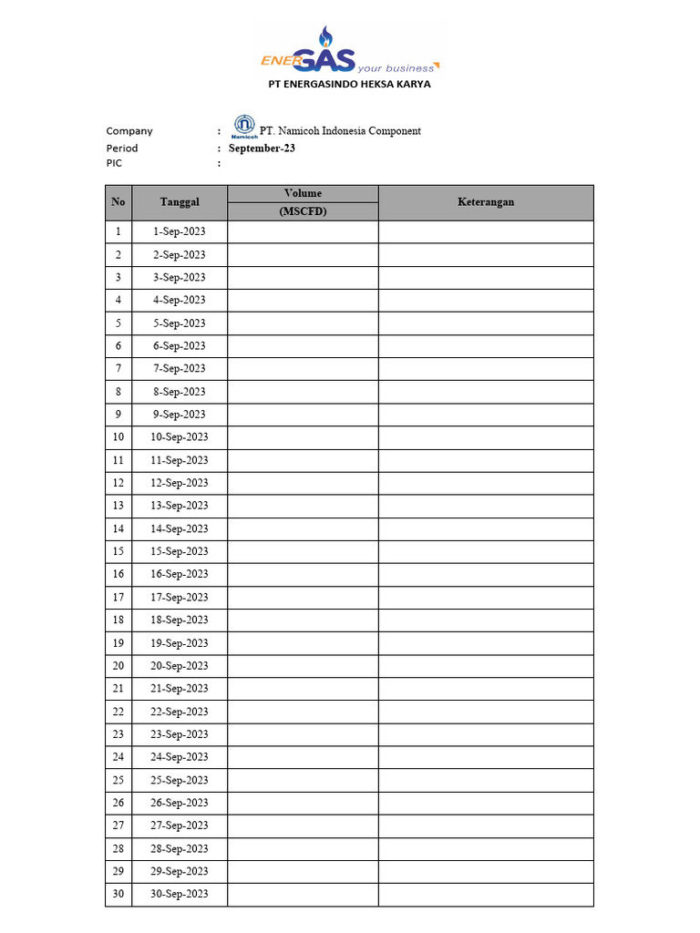 September 2023 Gas Volume Report | PDF