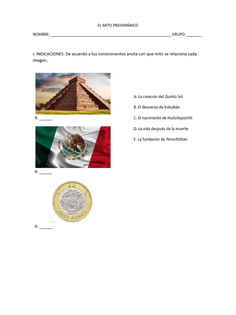 EL MITO PREHISP-NICO. Primera Actividad | PDF | Religión y espiritualidad