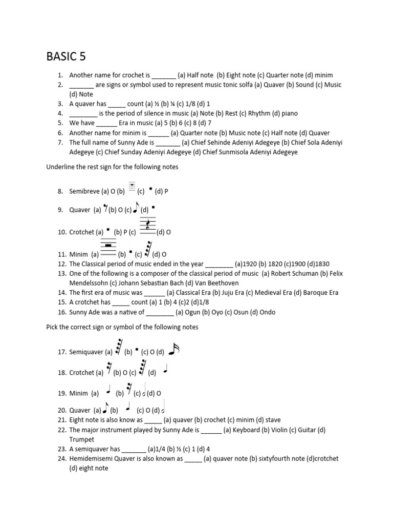 BASIC 5 with diagram music exams | PDF | Musicology | Music Theory