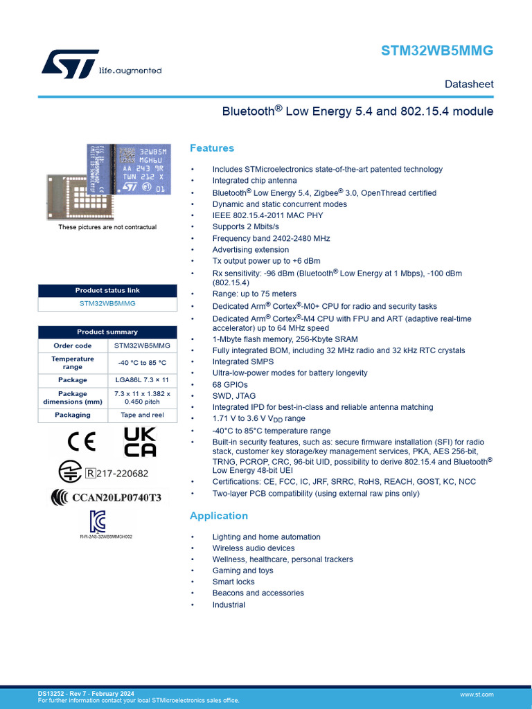 stm32wb5mmg Ble 5.4 | PDF | Microcontroller | Power Supply