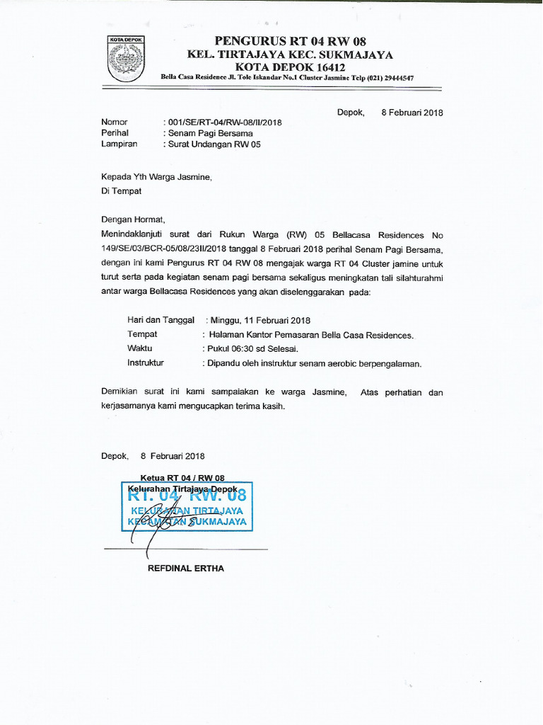 Contoh Surat Undangan RT | PDF