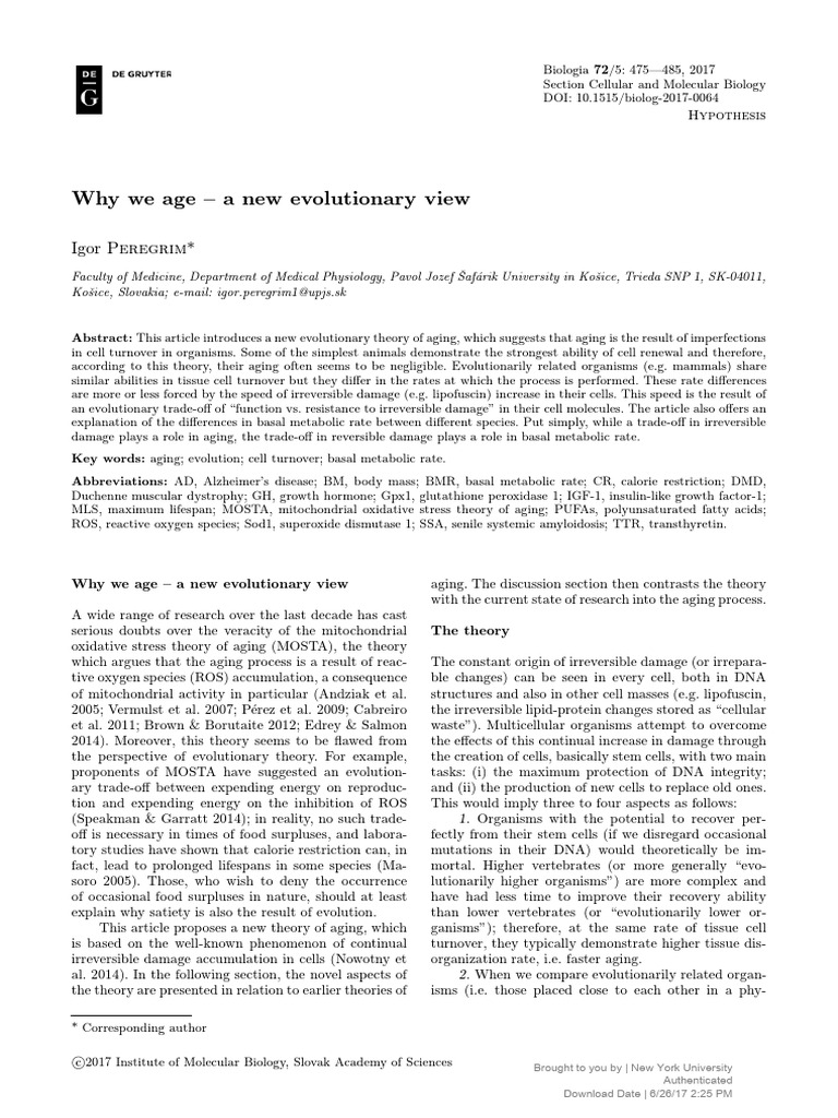 Peregrim 2017 | PDF | Senescence | Insulin Like Growth Factor 1