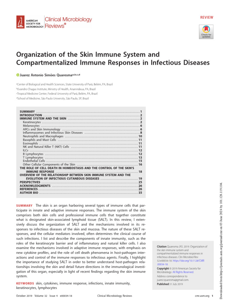 Quaresma 2019 Organization of The Skin Immune System and ... Quaresma 2019 Organization of The Skin Immune System and ...