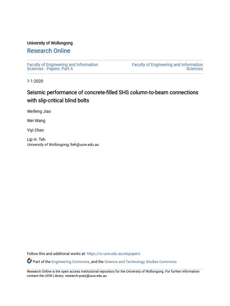Seismic Performance of Concrete-Filled SHS Column-To-Beam Connect | PDF ...