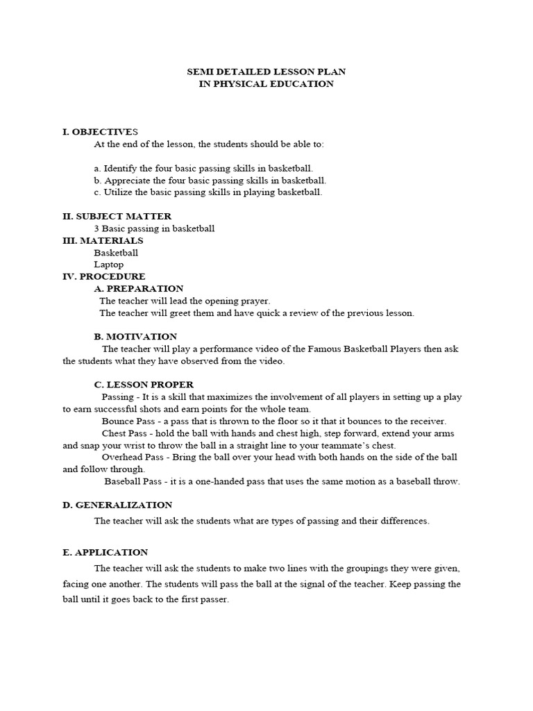 Semi DLP Sample | PDF | Ball Games | Sports