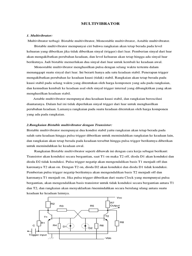 Panduan Multivibrator: Bistable, Monostable, Astable | PDF