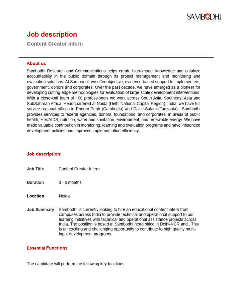 JD Educational Content Creator Intern | PDF | Evaluation
