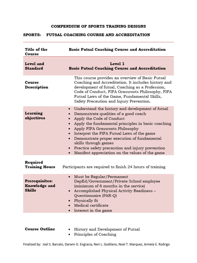Final Futsal Coaching Standards | PDF | Methodology | Multiple Choice