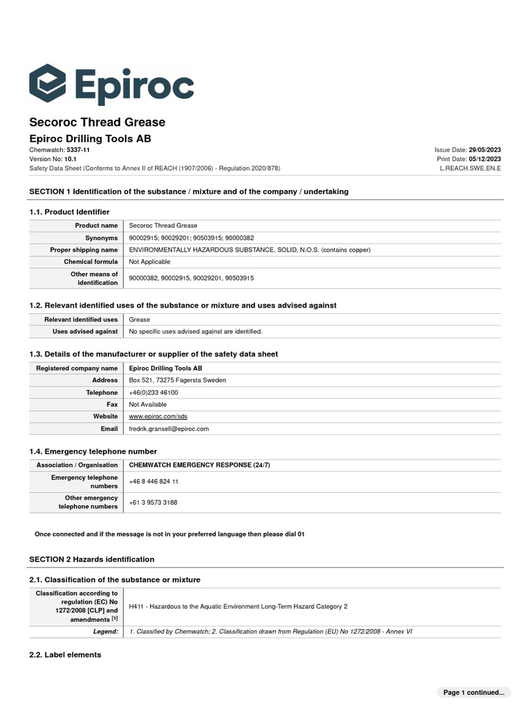 Acinol Grease PN 90002915 | PDF | Toxicity | Allergy