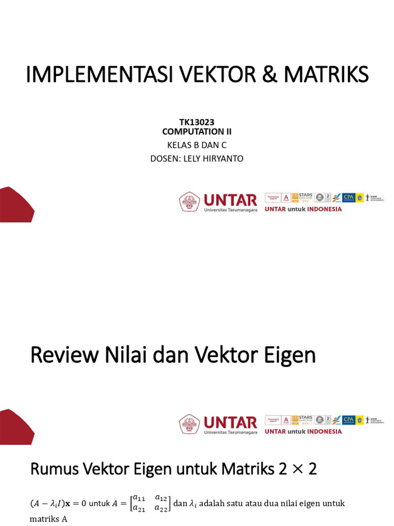 TM13 - Implementasi Matriks Dan Vektor Untuk SVD | PDF | Metode & Bahan Ajar