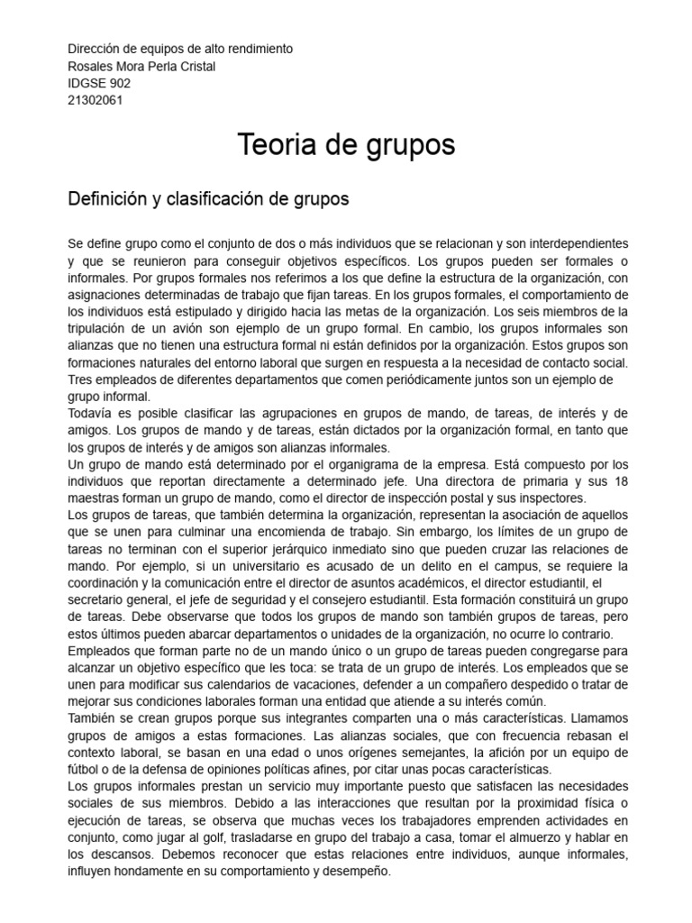 Teoria de Grupos | PDF | Cohesión grupal | Moralidad