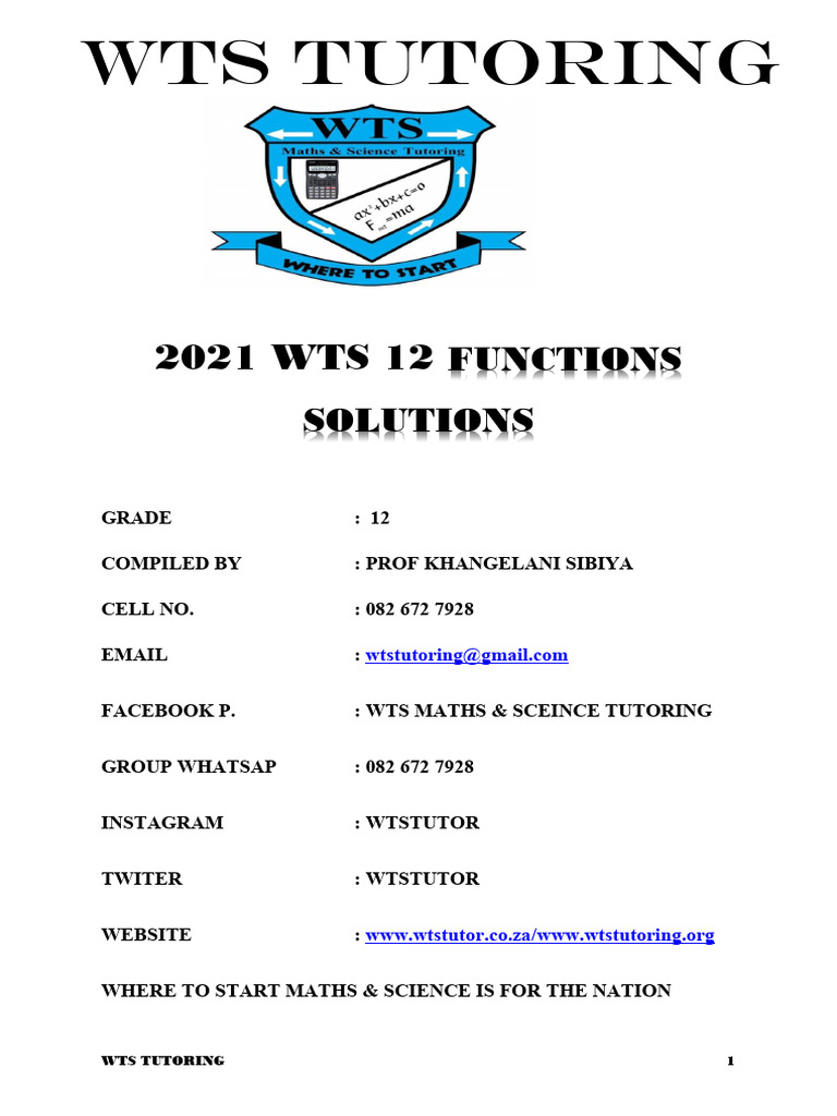 2022 Wts 12 Functions Solutions | PDF