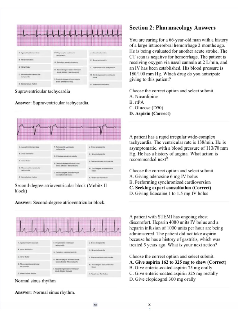 ACLS Pre Test Answers1 | PDF