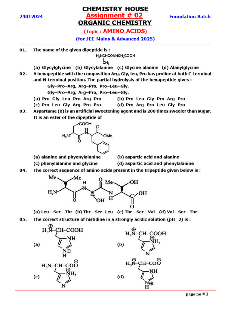 Assignment 02 Amino Acids Pdf Amino Acid Glycine