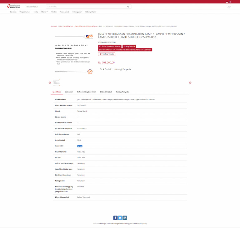 Jasa Pemeliharaan Examination Lamp Lampu Pemeriksaan Lam E Katalog 5 0 ...