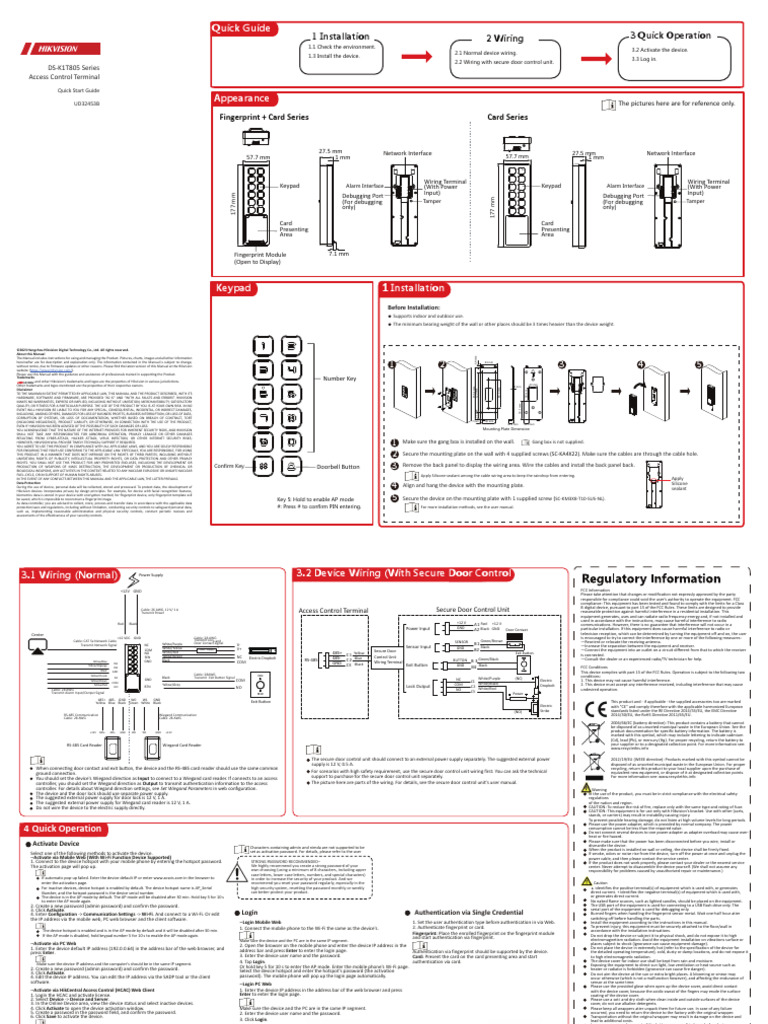 Ghid Rapid de Utilizare Cititor Standalone de Proximiate RFID Cu Tastatura Hikvision DS-K1T805MX ...