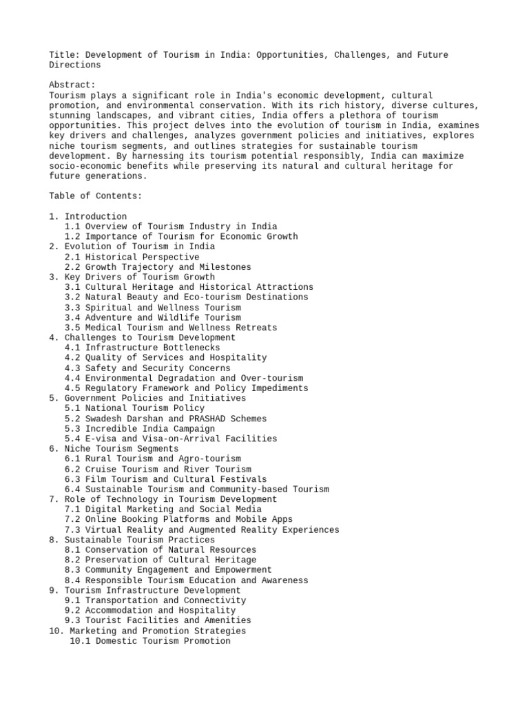 Title Development of Tourism in India Icse Geography Project | PDF ...