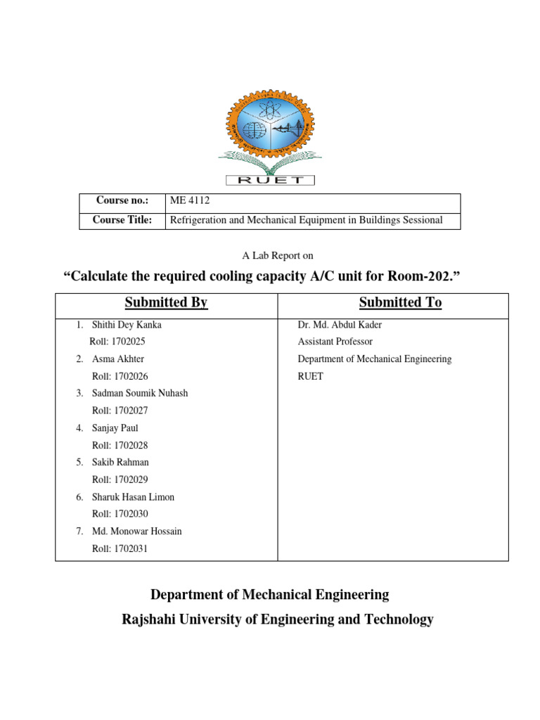 Mak Sir Lab Report (Full) | PDF | Air Conditioning | Physical Quantities