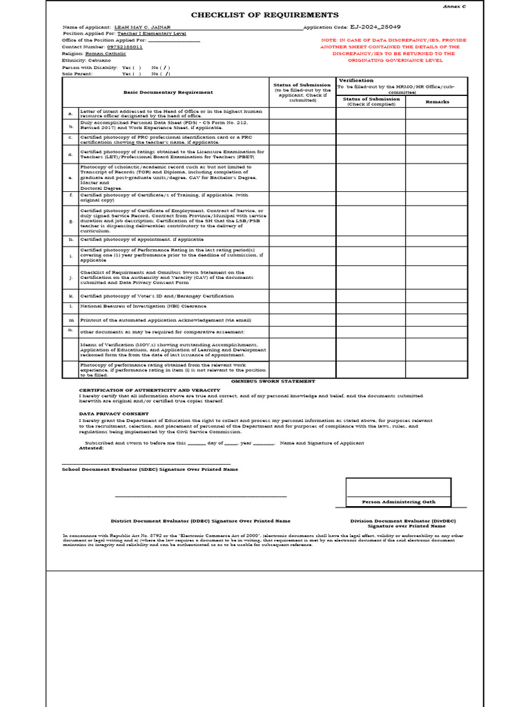 OMNIBUS-CHECKLIST-OF-Requirementspdscopy (2) 123 | PDF | Academic Degree