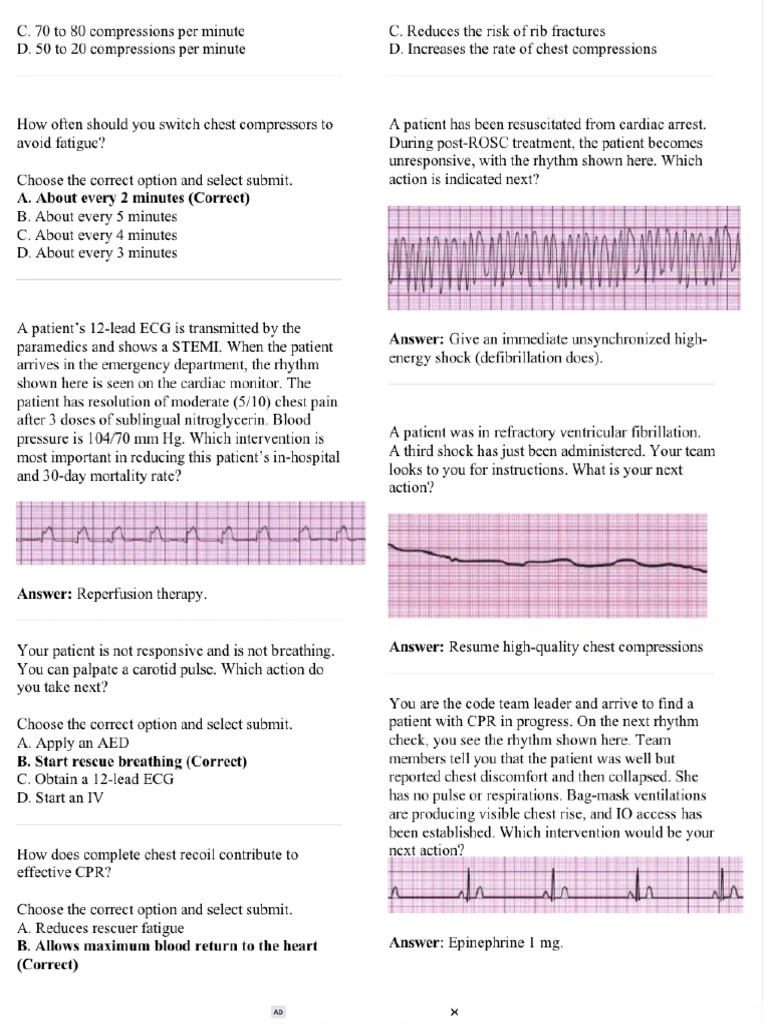 ACLS Pre Test Answers-8 | PDF